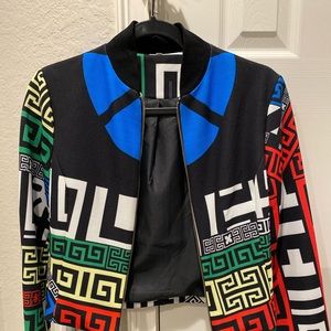 SHEIN | Jackets & Coats | Shein Greek Key Print Crop Jacket | Poshmark